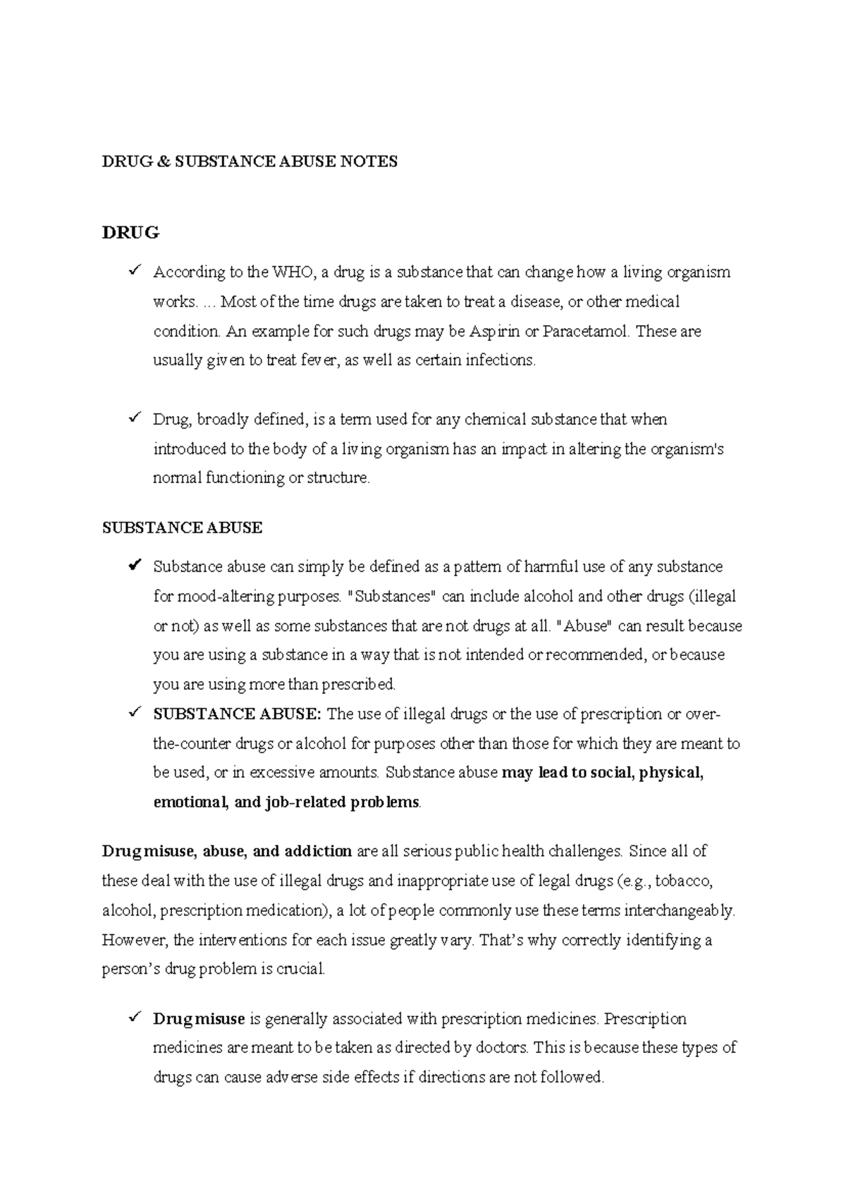 D & S Abuse Notes - how laws govern community health - DRUG & SUBSTANCE ...