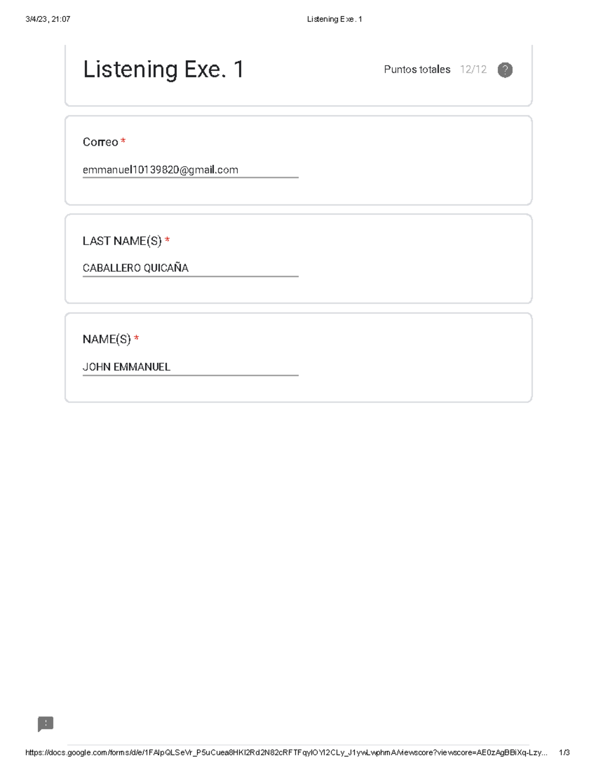 Listening Exe. 1 - 3/4/23, 21:07 Listening Exe. 1 - Studocu