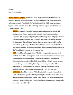 Structured Referencing - BA 1001 LECTURE NOTES Structured referencing ...