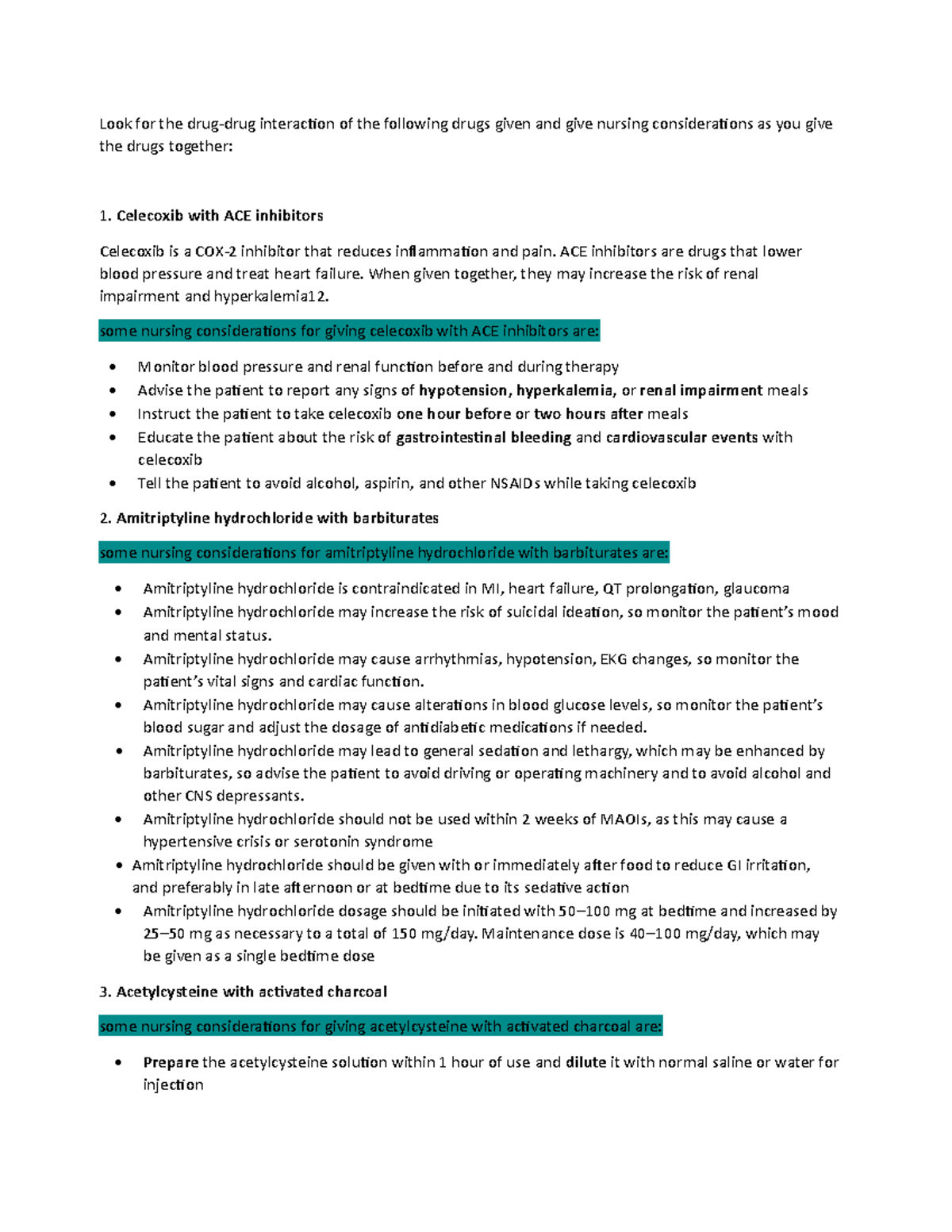Pharmacology WEEK 2 Assignment-1 - Look for the drug-drug interaction ...