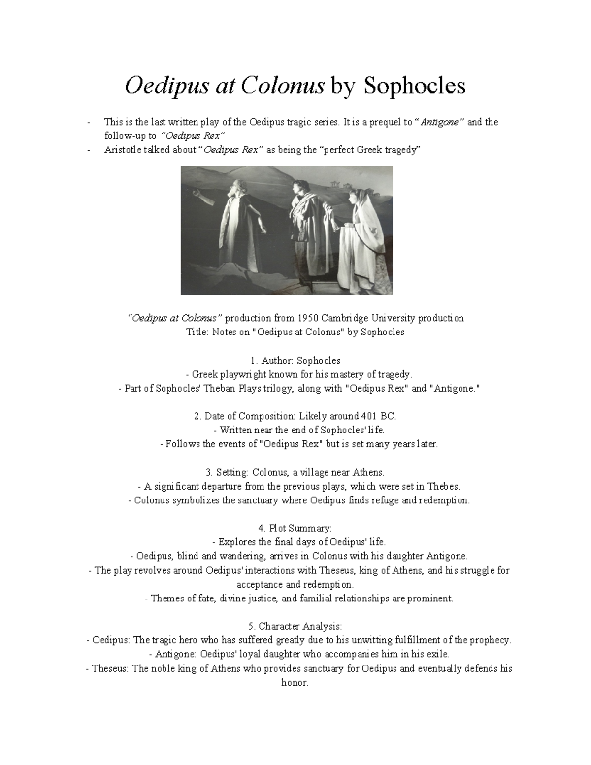 Dramatic masters 6 class - Oedipus at Colonus by Sophocles This is the ...