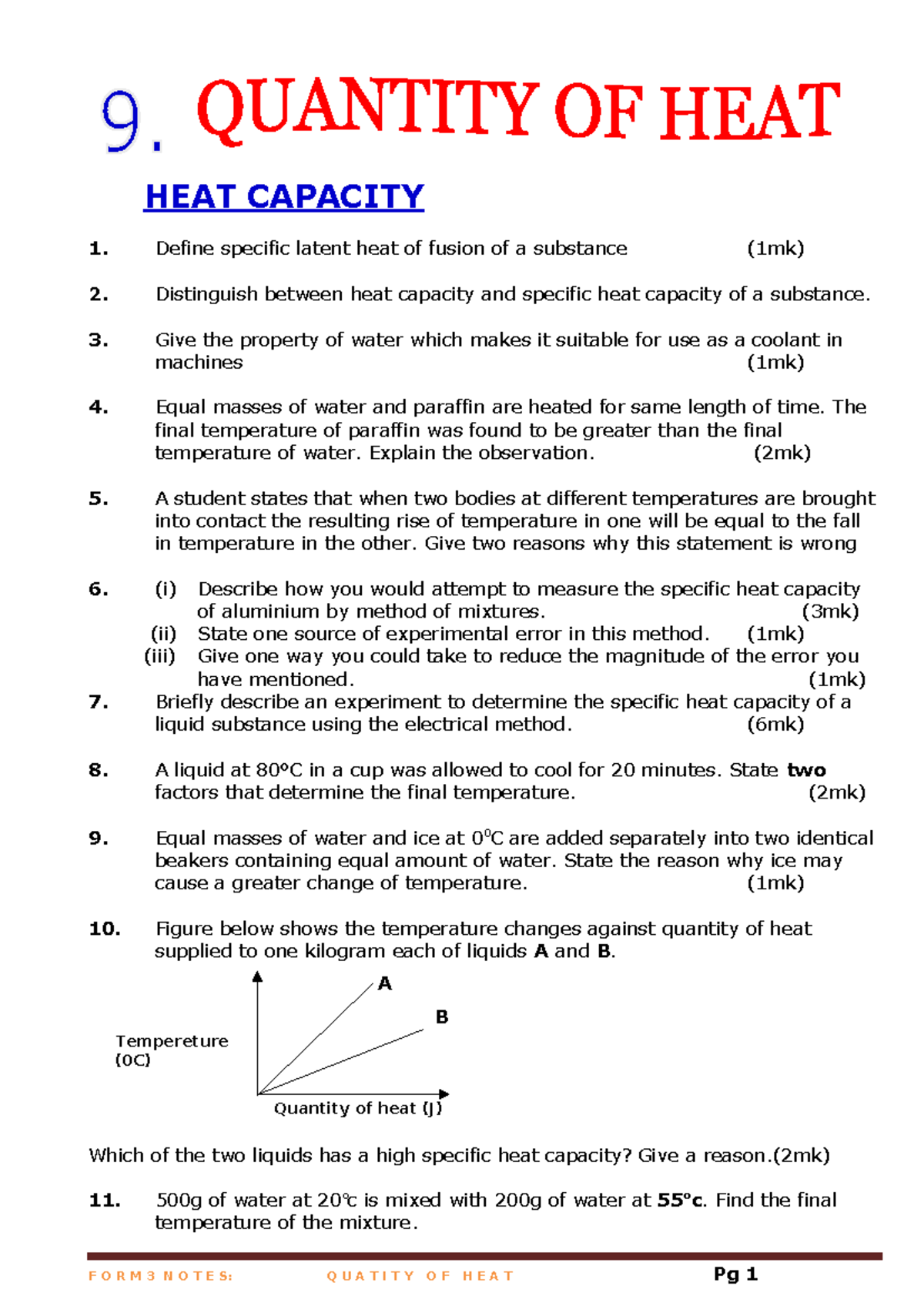 3 8- Quantity-OF-HEAT - Summary Bsc. Physics - A Tempereture (0C ...