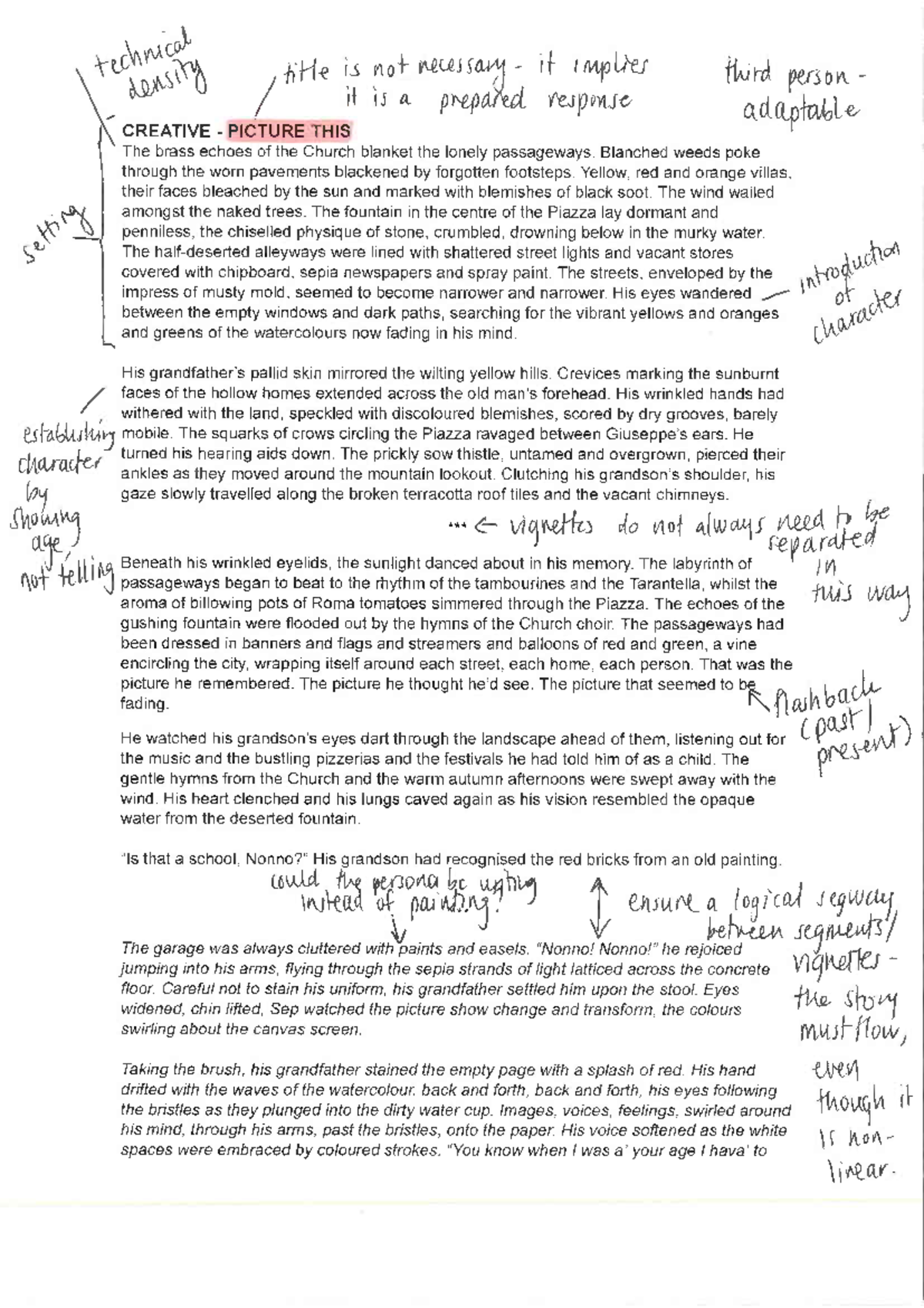 Model Imaginative Piece - Annotated - technical density title is not ...