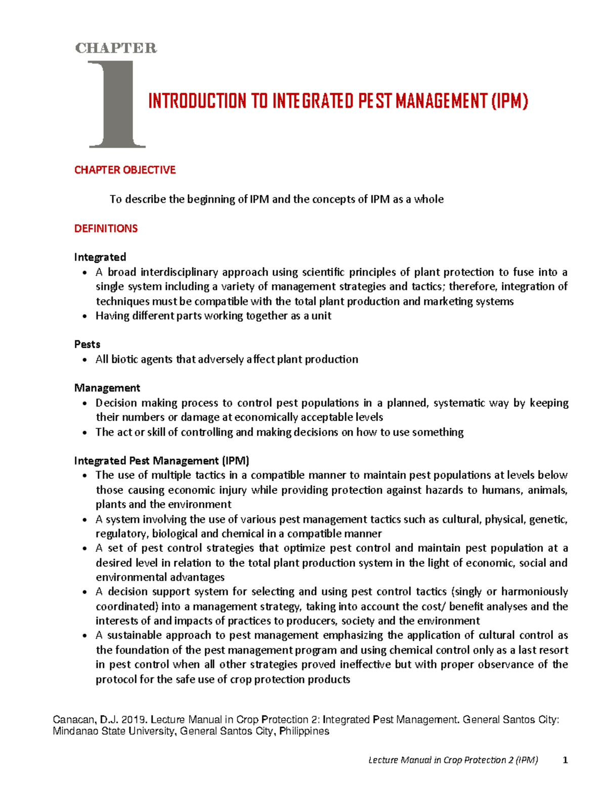 Module 2.Intro to IPM - Sai Ledesma - 1 CHAPTER INTRODUCTION TO ...