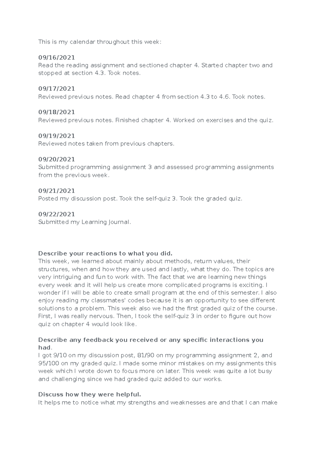 CS 1102 LJ 3 - University of the people CS 1102 Learning Journal unit 3 ...