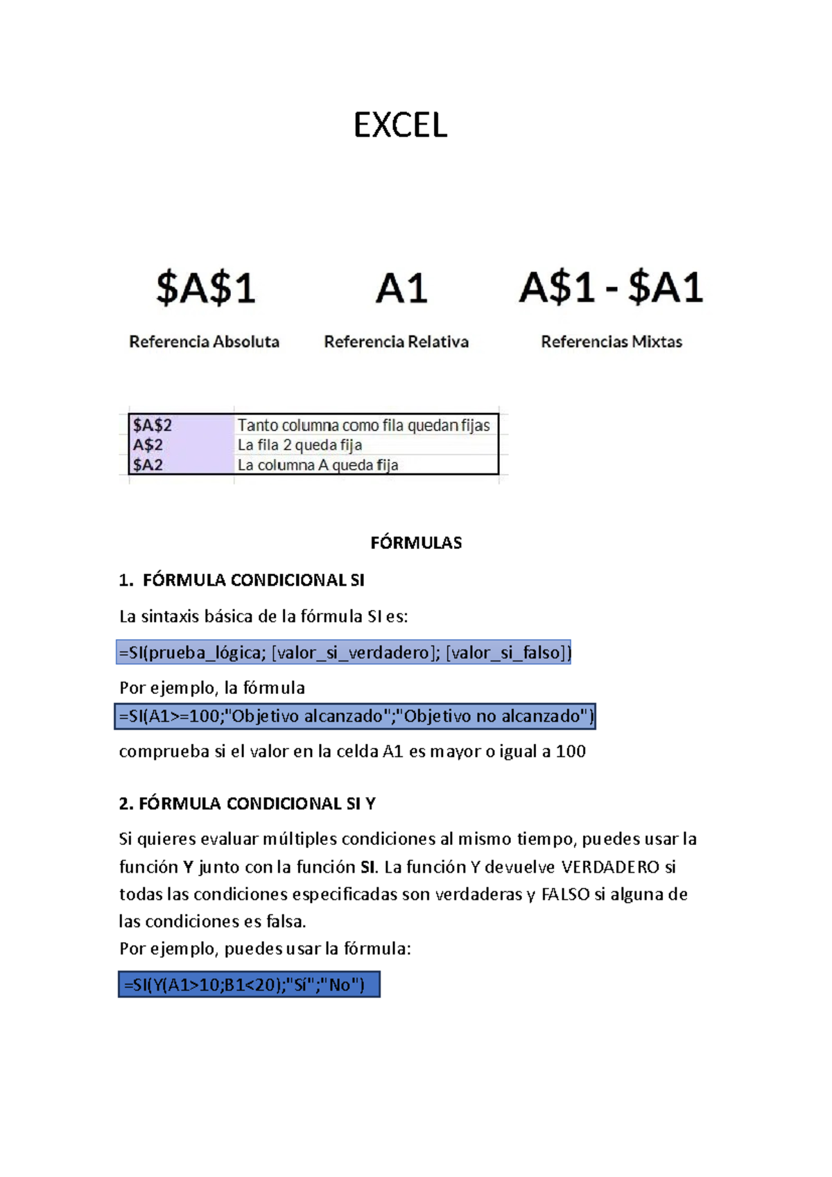 Excel Tutoriales - EXCEL FÓRMULAS 1. FÓRMULA CONDICIONAL SI La sintaxis ...