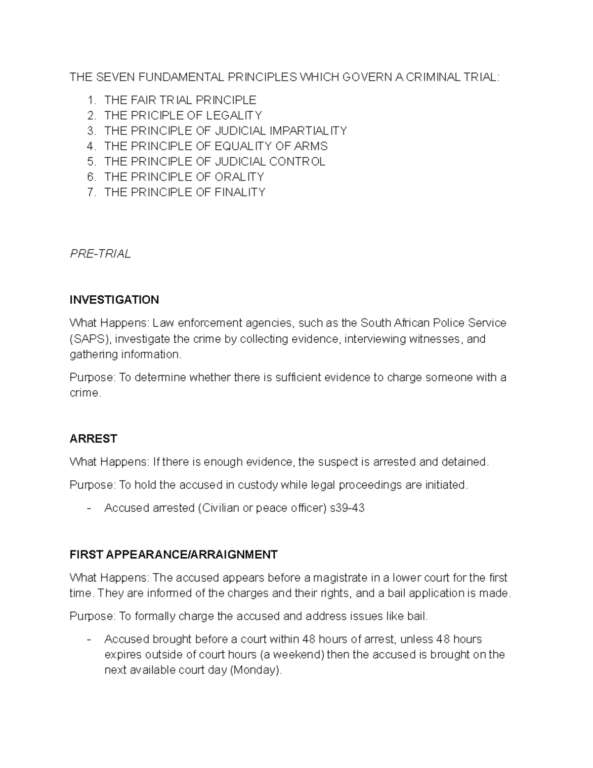 C Riminal Process SPR 365-395 - THE SEVEN FUNDAMENTAL PRINCIPLES WHICH ...
