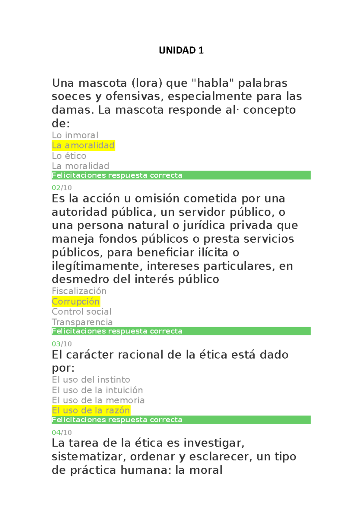 1 Módulo 1 Unidad 1 Evaluación - UNIDAD 1 Una mascota (lora) que "habla ...