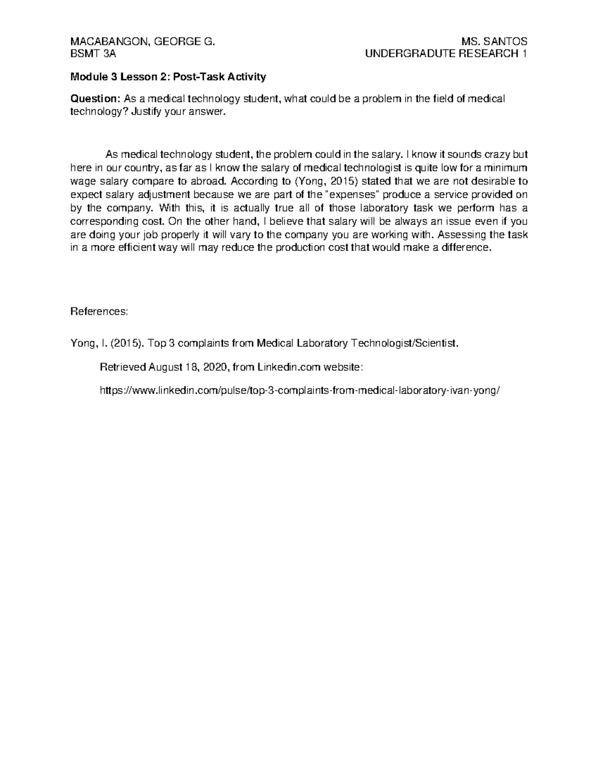 Module 3 Lesson 2 Post Task - Undergraduate research - Studocu