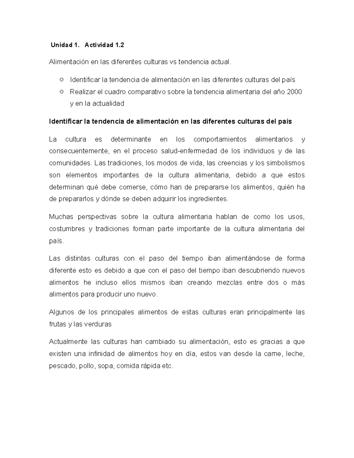 alimentación en diferentes culturas de México y el mundo - Unidad 1 ...