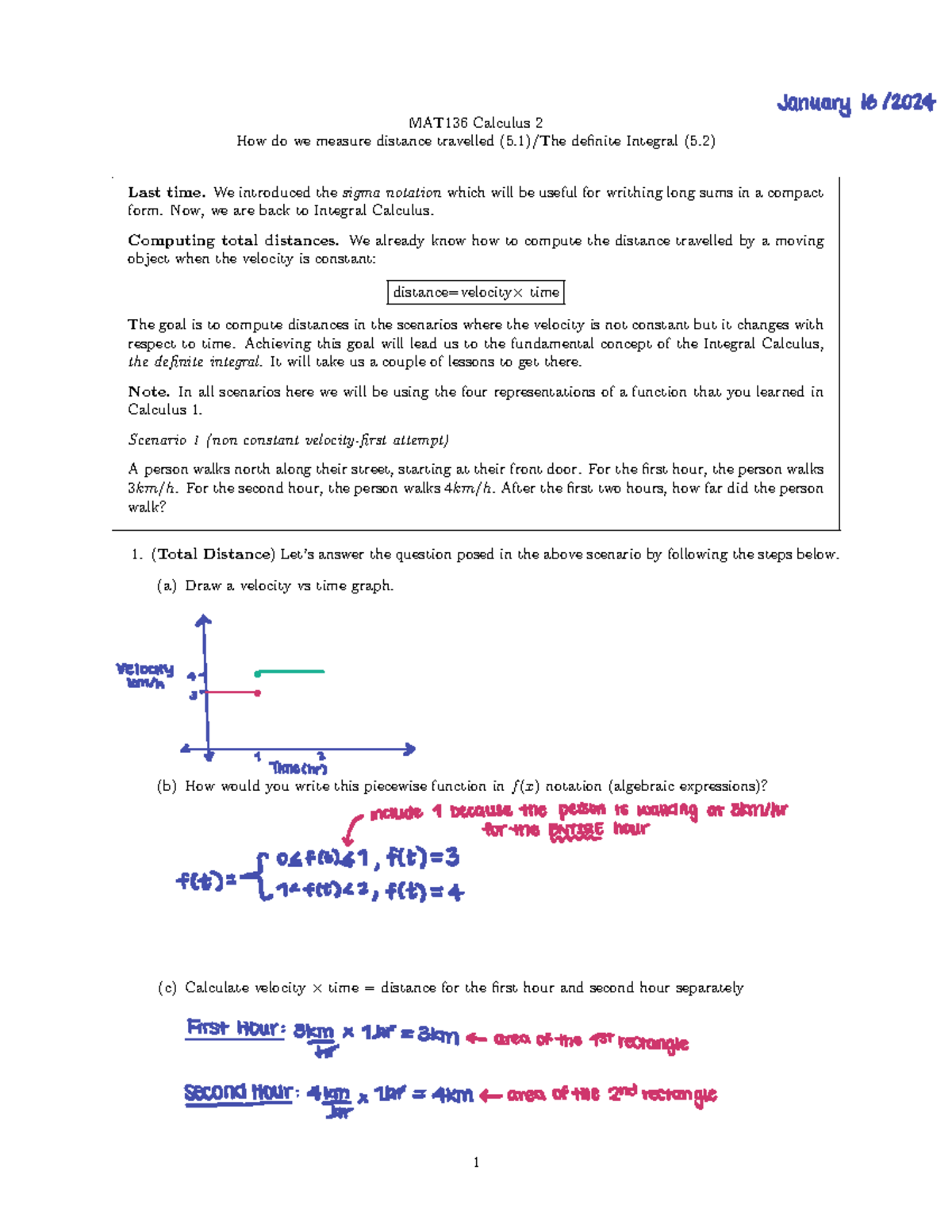 MAT136 Week 2 - Riemann Sum Copy - MAT136 Calculus 2 How do we measure ...