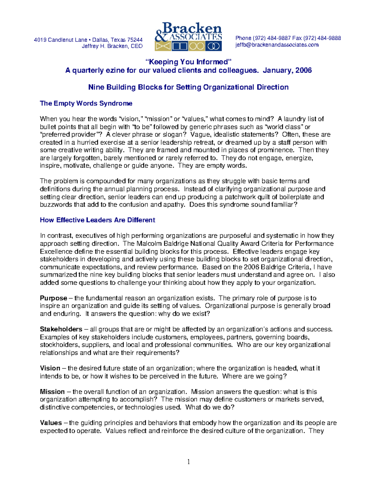 Nine Building Blocks for Setting Organizational Direction 2006 - 4019 ...