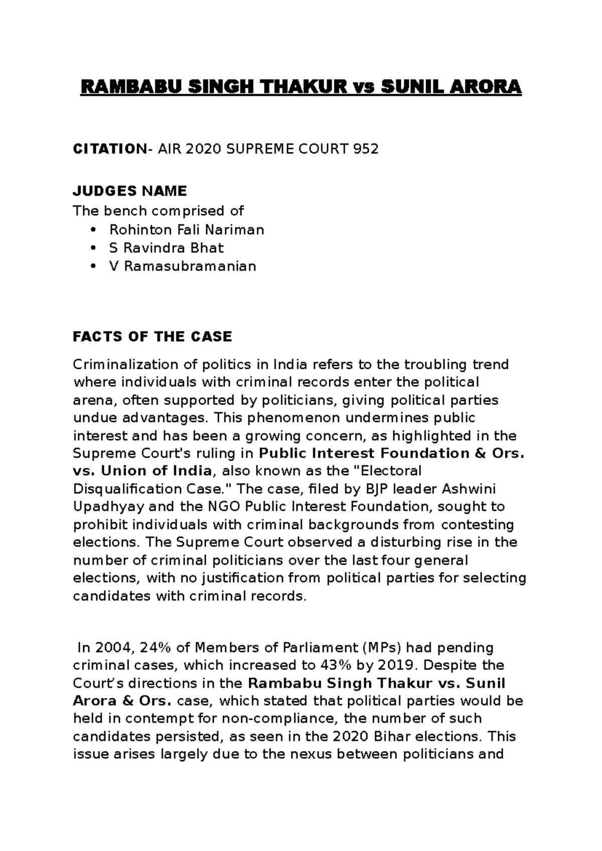 CASE 1 Rambabu Singh Thakur vs Sunil Arora - RAMBABU SINGH THAKUR vs ...