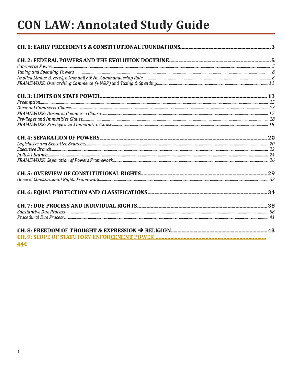 Constitutional Law Short Outline - CON LAW: Annotated Study Guide CH. 9 ...