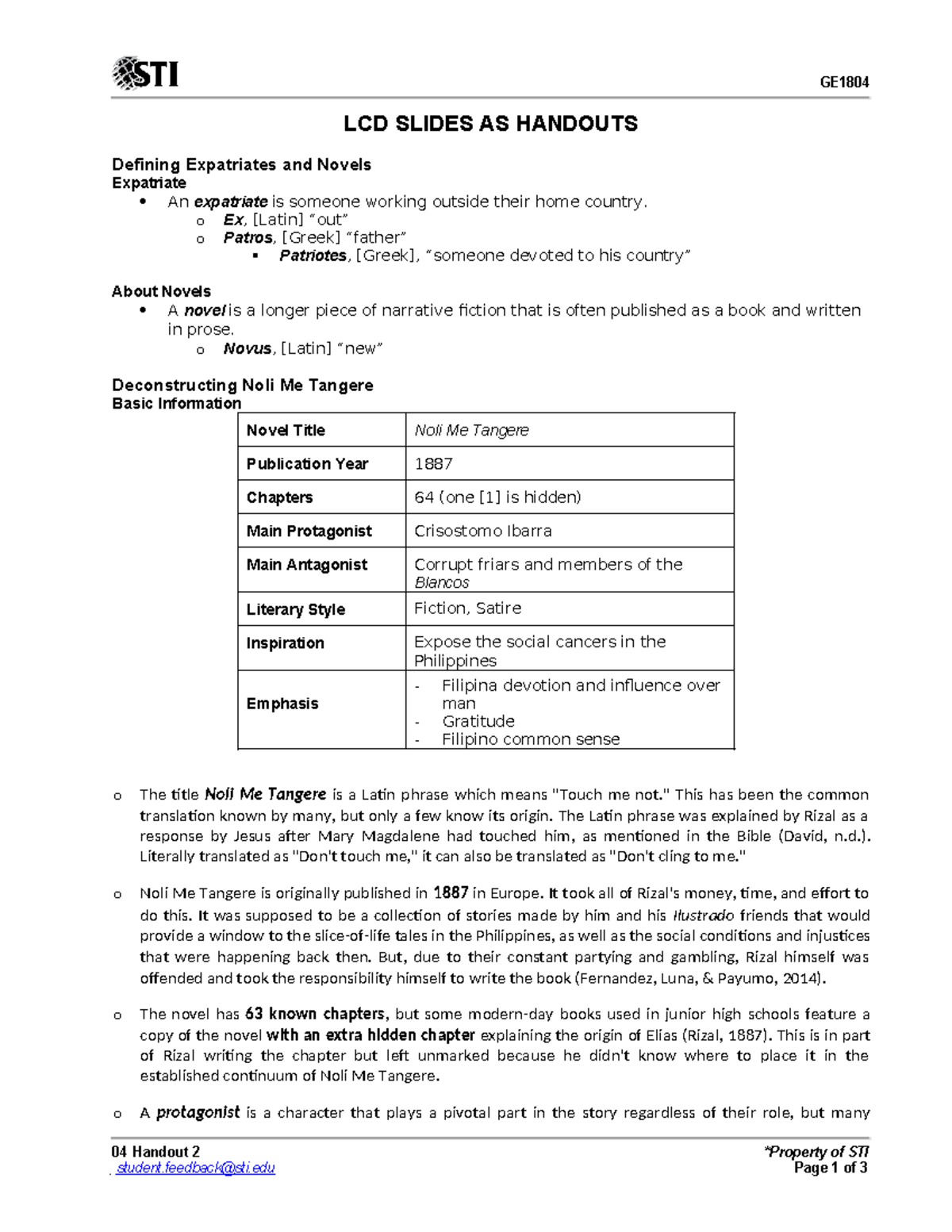 04 Handout 29 - GE 04 Handout 2 student@sti *Property of STI Page 1 of ...