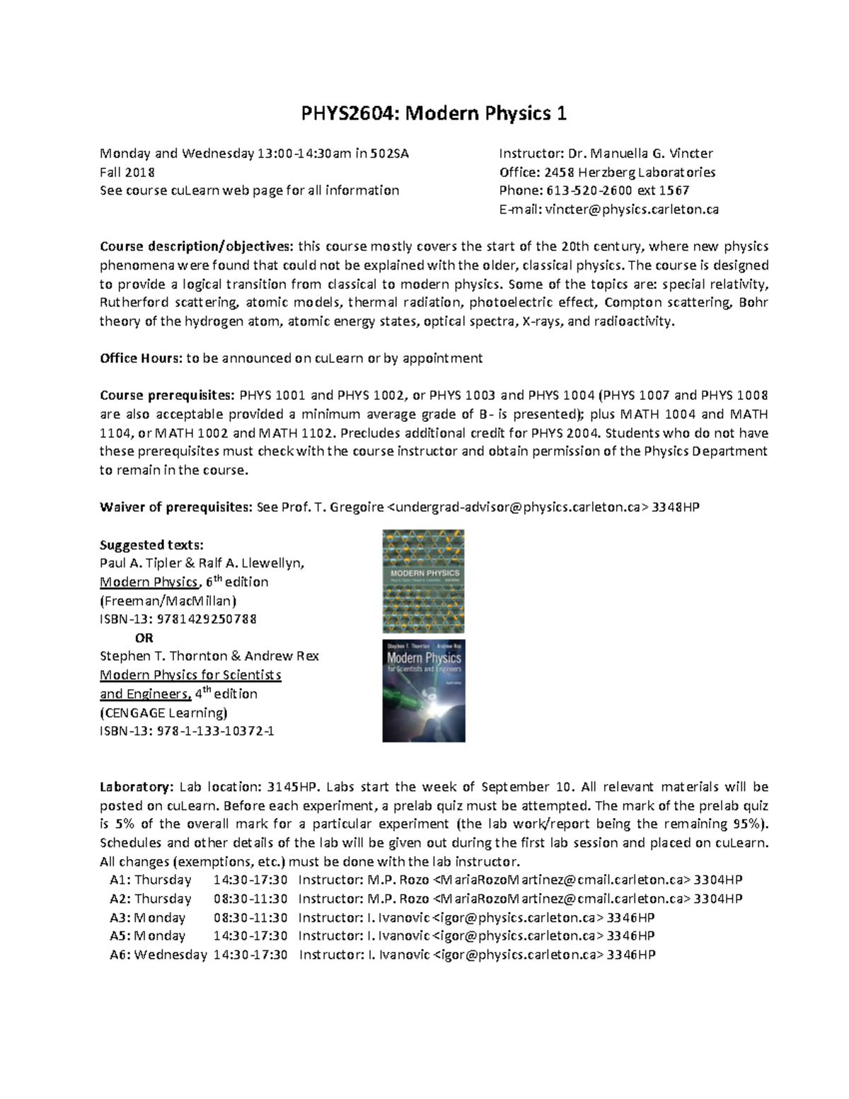 Phys 2604 Outline Warning Tt Undefined Function 32 Phys2604 Modern Physics 1 Monday And