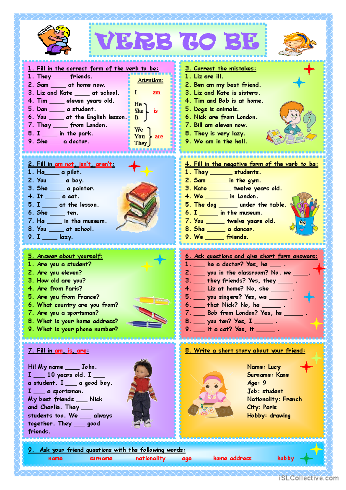 Verb To Be - Materiales de estudio - Fill in the negative form of the ...