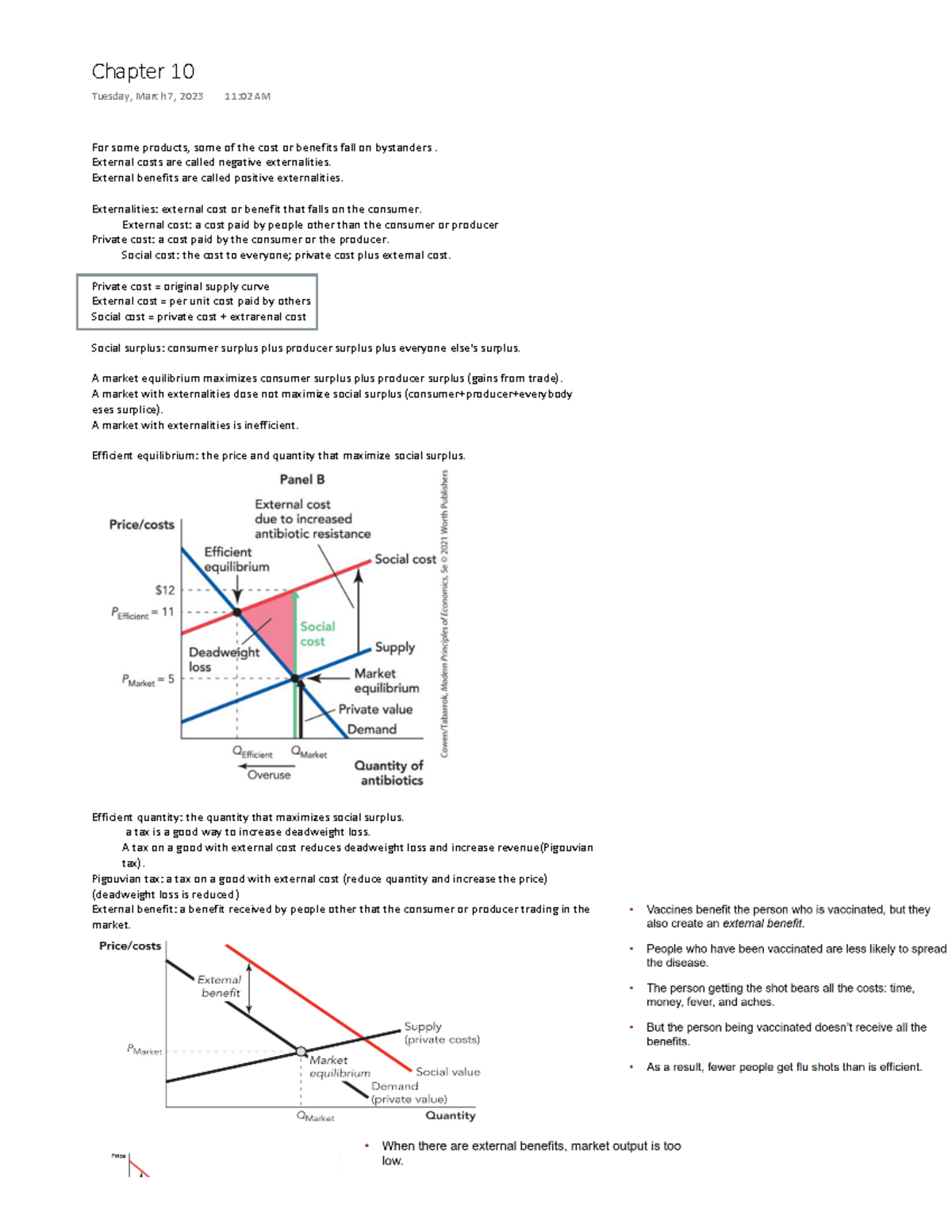 Chap 10 - notes - For some products, some of the cost or benefits fall ...
