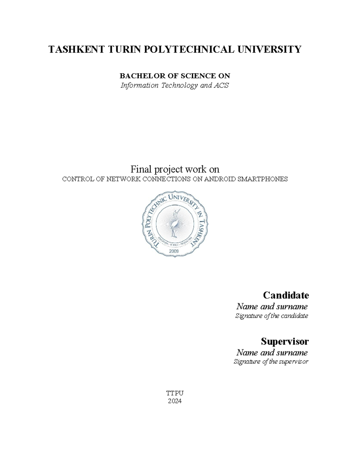 2.Final Report Template - Title Page TASHKENT TURIN POLYTECHNICAL ...