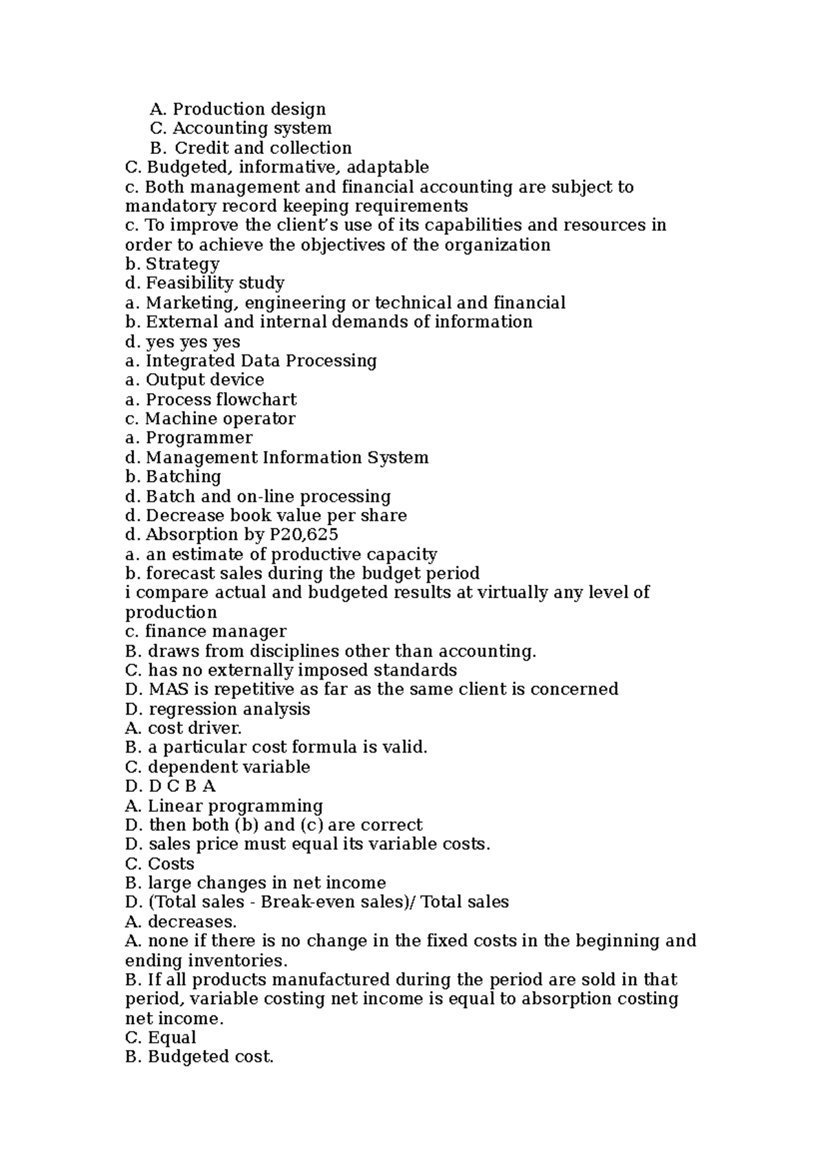 Production design - thanks - A. Production design C. Accounting system ...