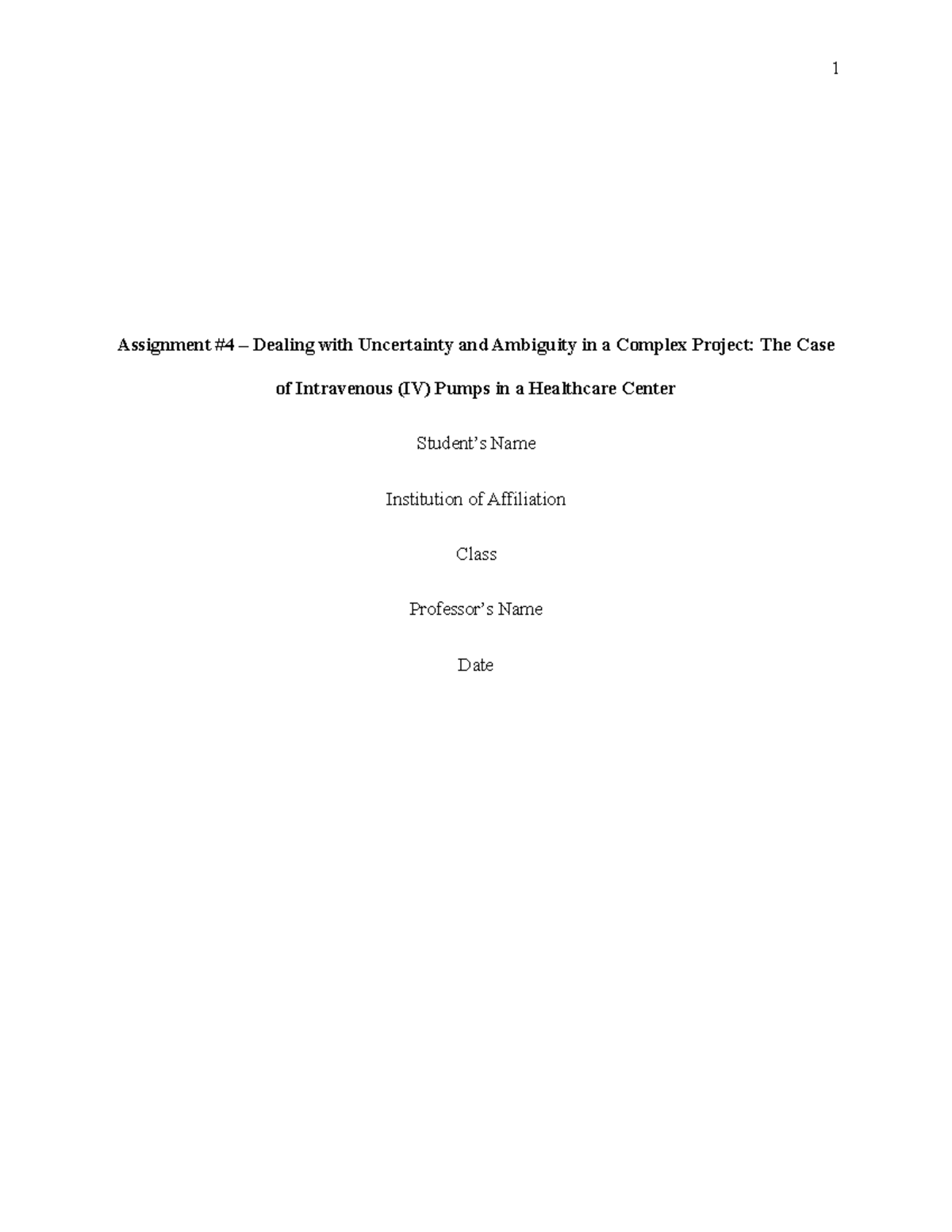 MGMT 4037 Project Management Case Studies - Assignment #4 – Dealing ...