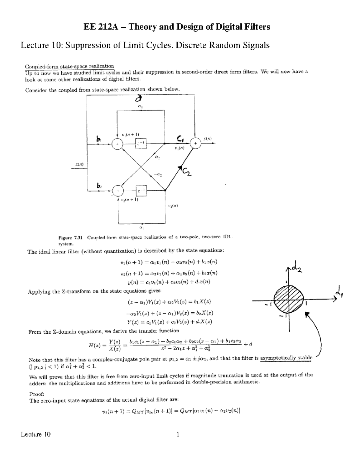 212A 1 Lecture 10 Notes - Prof Wilson - Lecture 10: Suppression of ...