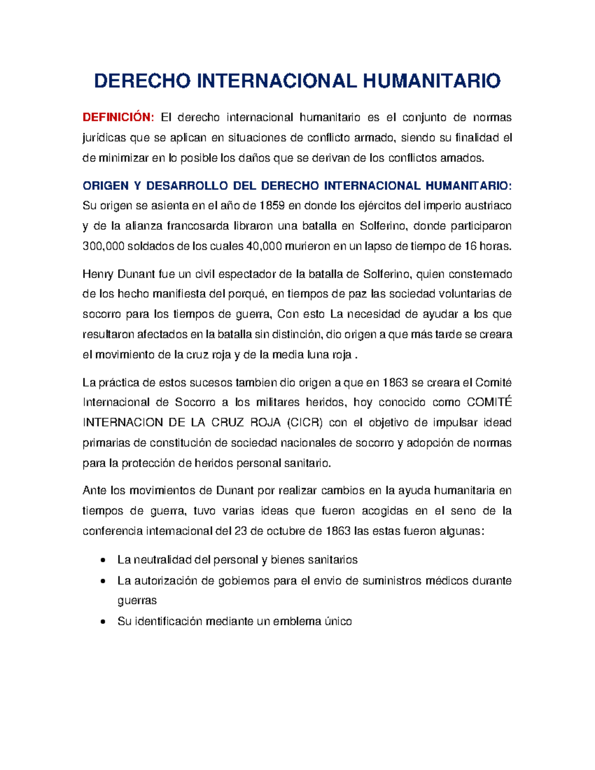 Derecho Internac ional Humanitario - DERECHO INTERNACIONAL HUMANITARIO ...