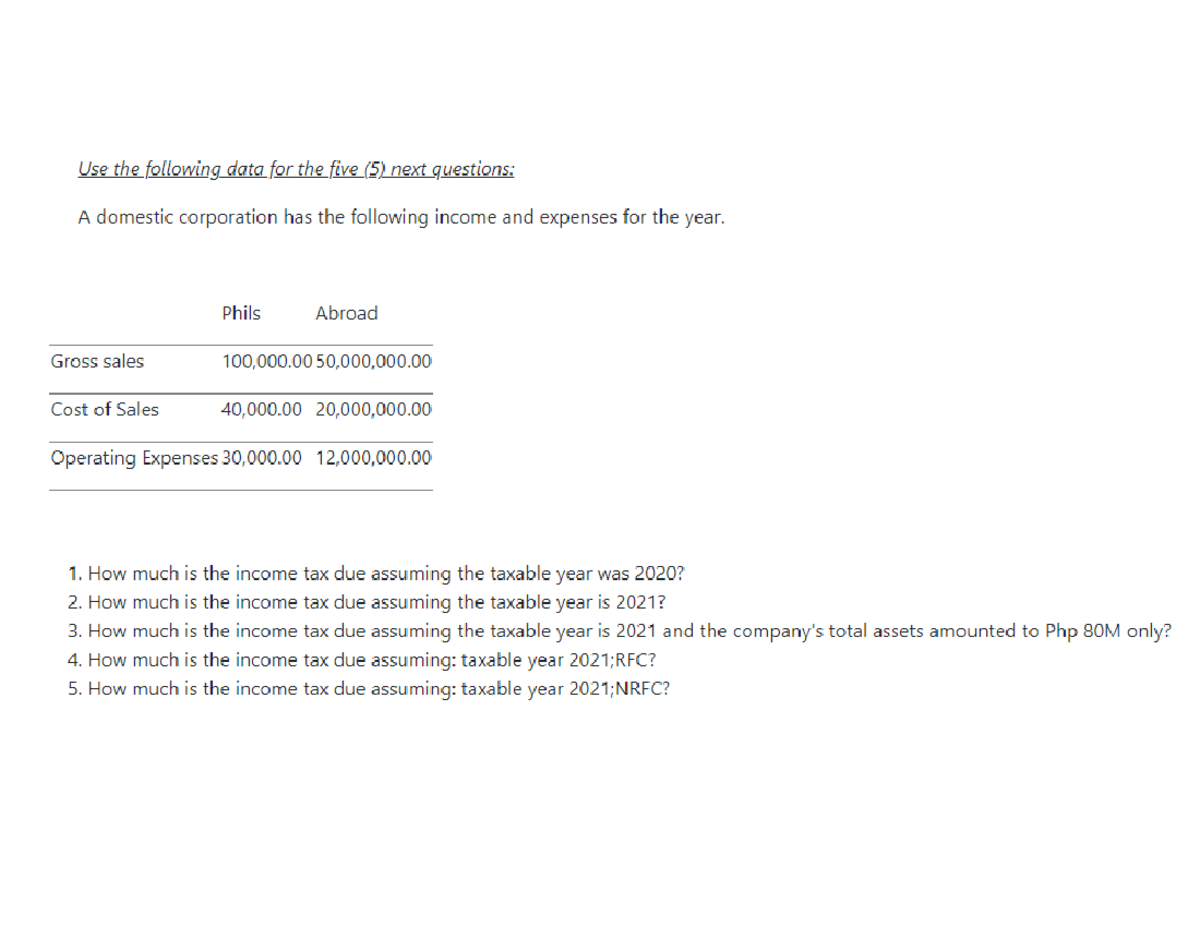 Income Taxation Sample Problem coursehero - Studocu