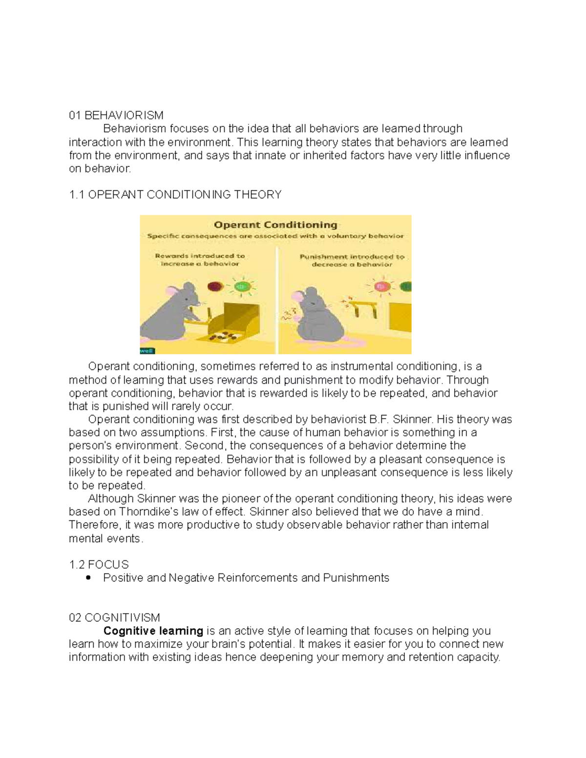 Learning Theories and Examples Delmo - 01 BEHAVIORISM Behaviorism ...