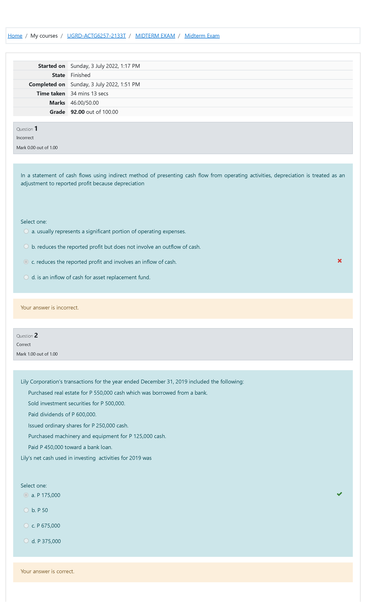 Midterm Exam Actg6257 Intermediate Accounting 3 Home My Courses Ugrd Actg6257 2133t Midterm