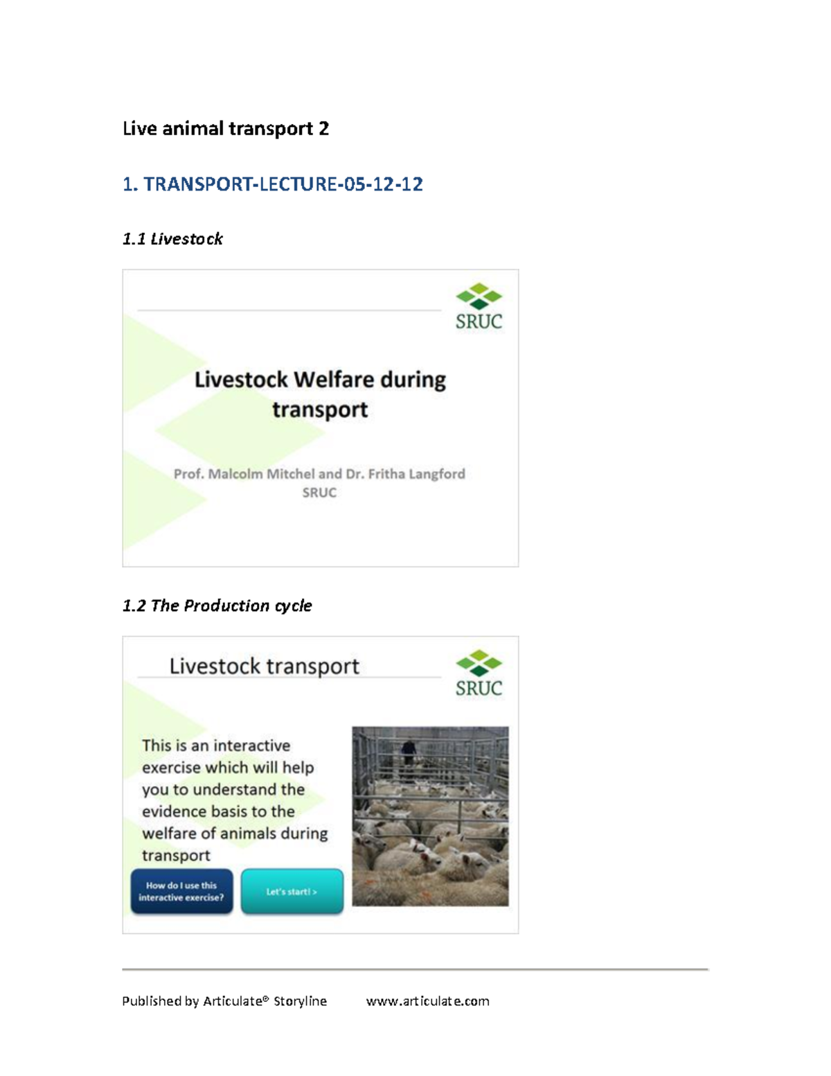 Live animal transport 2 - TRANSPORT-LECTURE-05-12- 1 Livestock 1 The ...