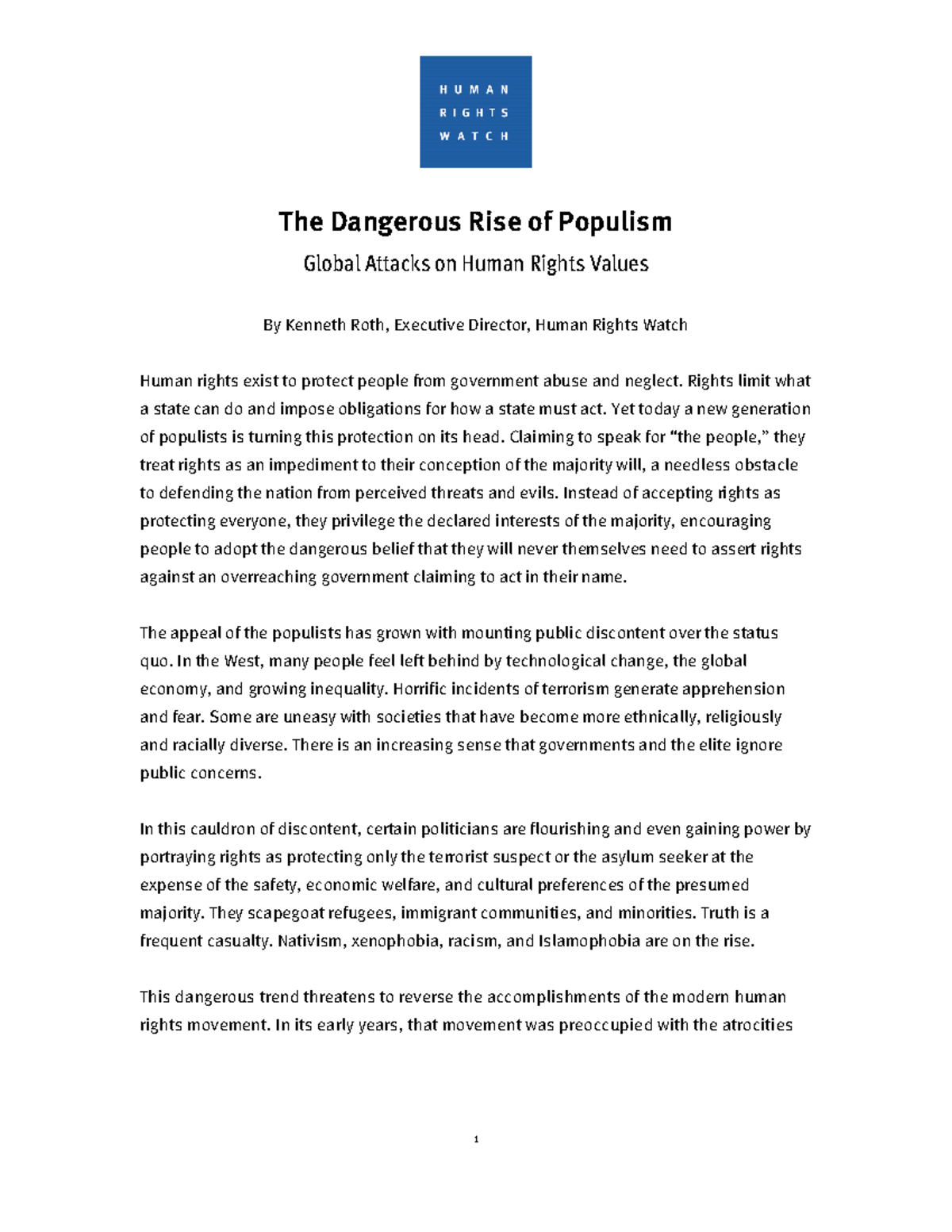 Populism 0 - The Dangerous Rise of Populism Global Attacks on Human ...