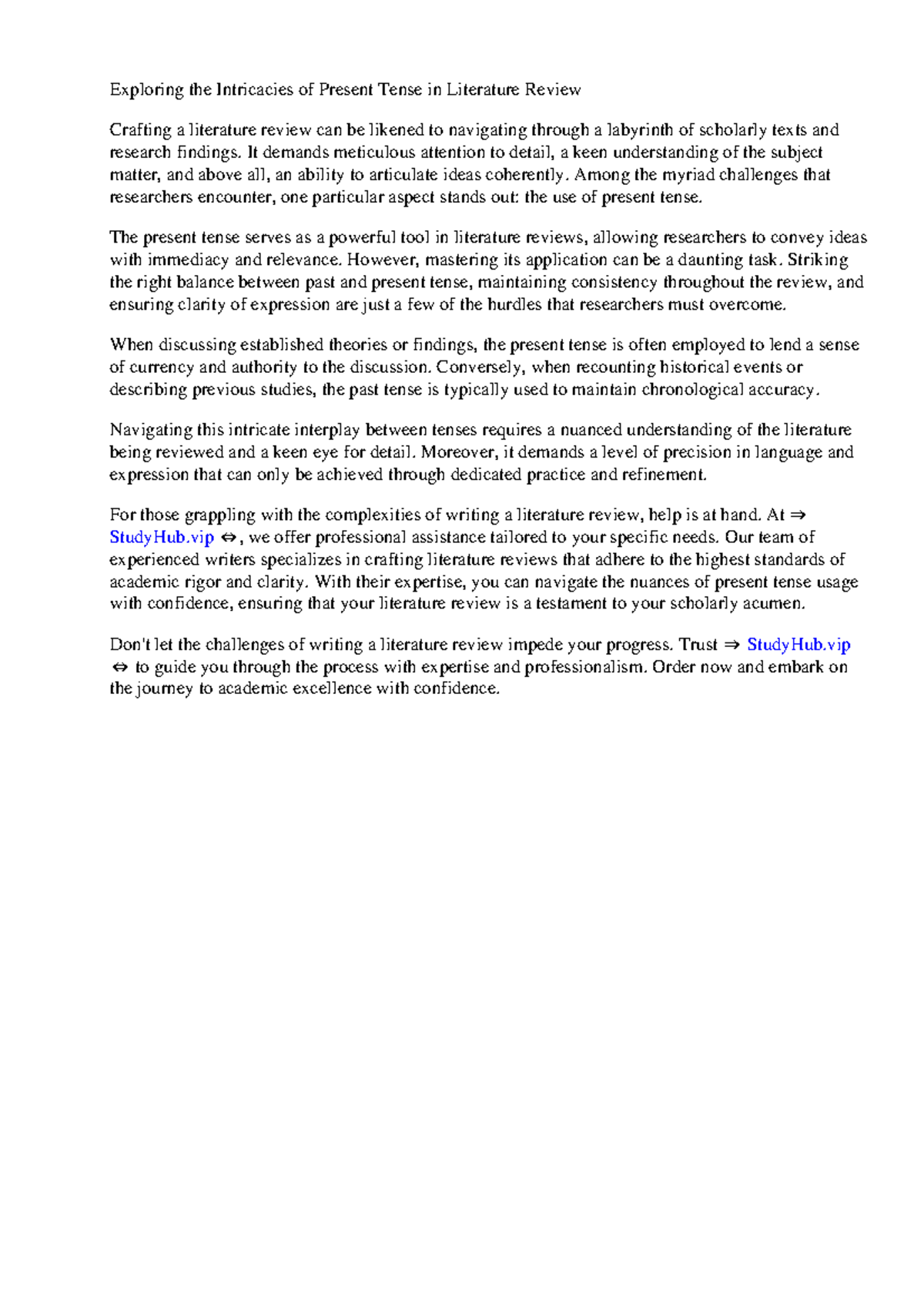 Present Tense In Literature Review - Exploring the Intricacies of ...