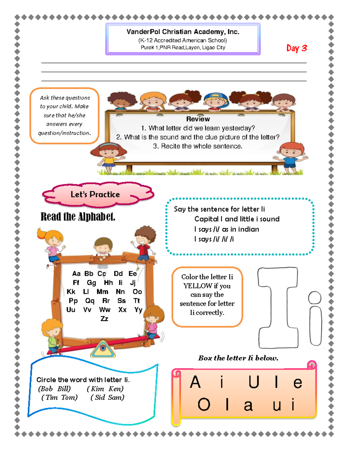 Phonics-day-3 - Phonics practice material - Day 3 - Studocu
