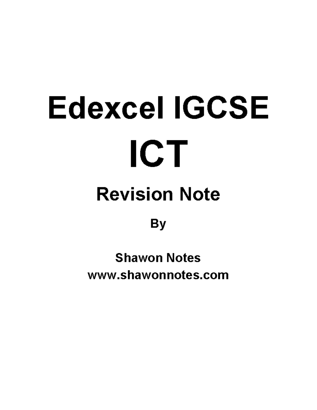 Edexcel Igcse ICT Note SN Edexcel IGCSE ICT Revision Note By Shawon