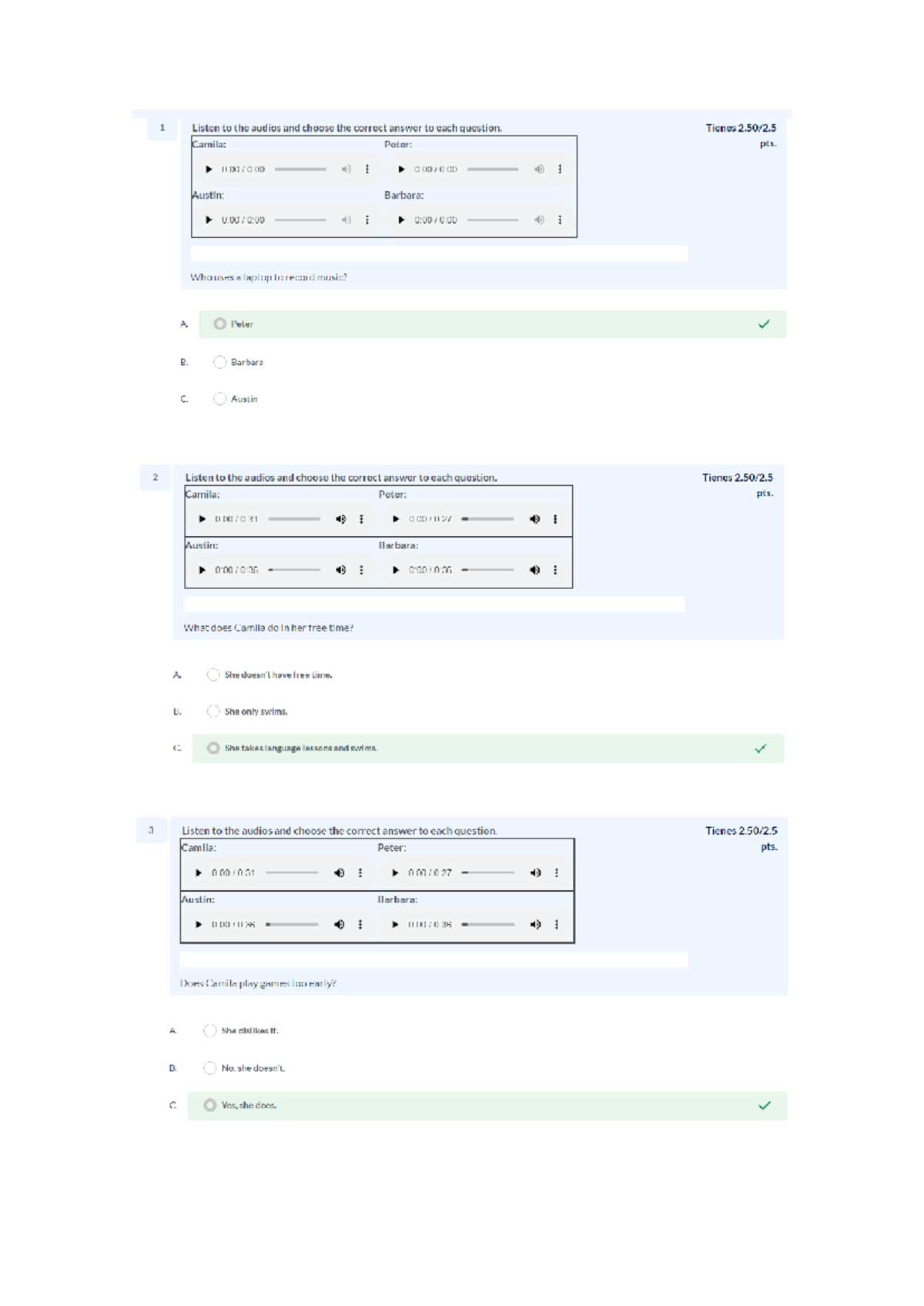 Week 10 quiz - week 10 quiz - 1 Listen to the audios and choose the correct answer to each ...