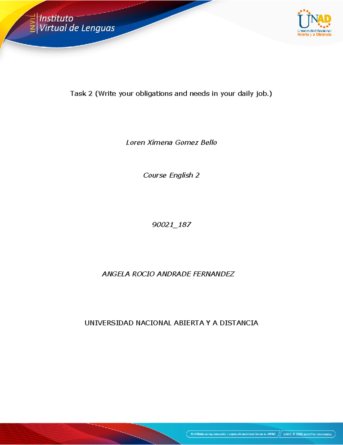 Appendix 2 - Template - Final Task 2 - Write your obligations and needs ...