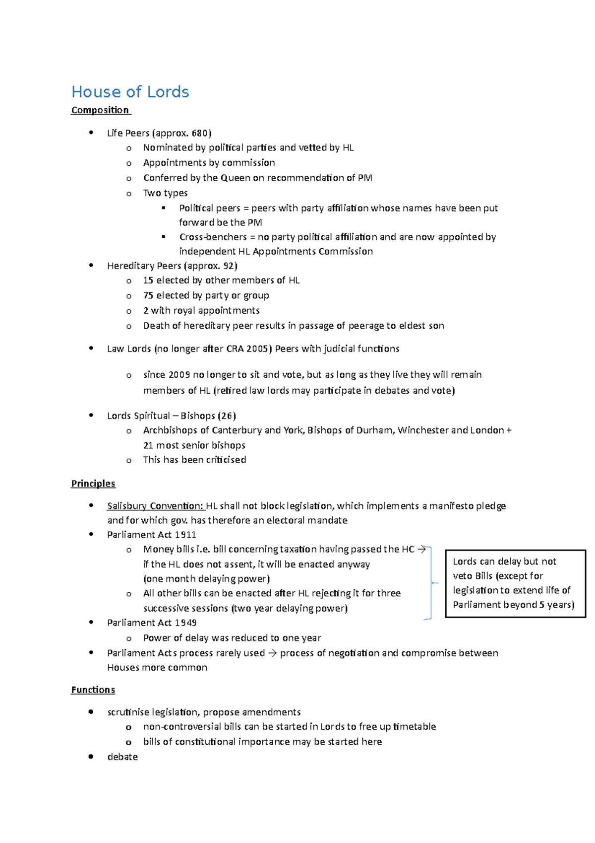 House of Lords Public Law - House of Lords Composition Life Peers ...