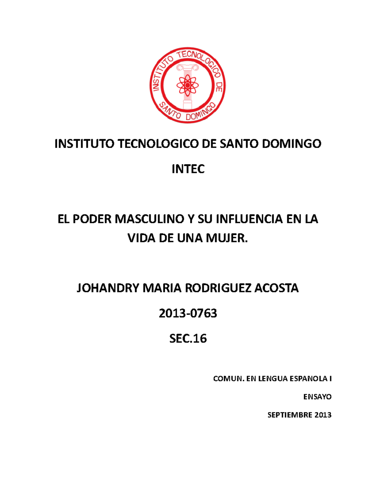El poder masculino y su influencia en la vida de una mujer - INSTITUTO ...