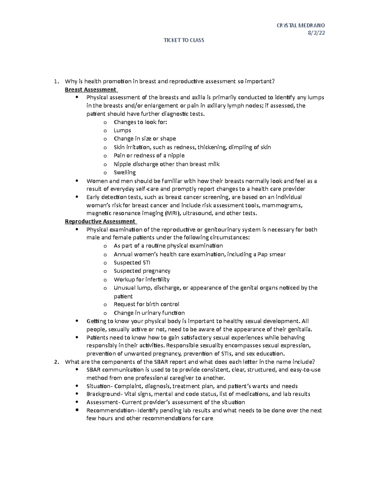 Ticket to class - please give as much information as possible - CRYSTAL ...