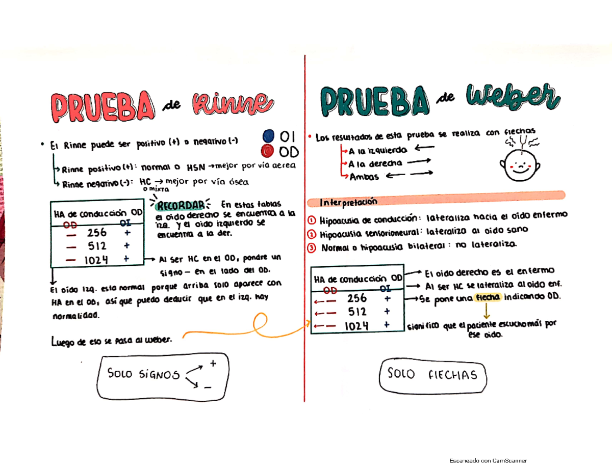APUNTE sobre la Acumetría de Rinne y Weber - Fonoaudiología - Studocu