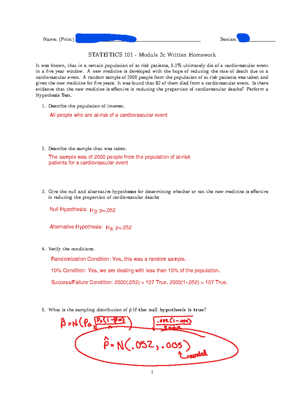 Module 3C Written Homework - A new medicine is developed with the hope of reducing the rate of ...