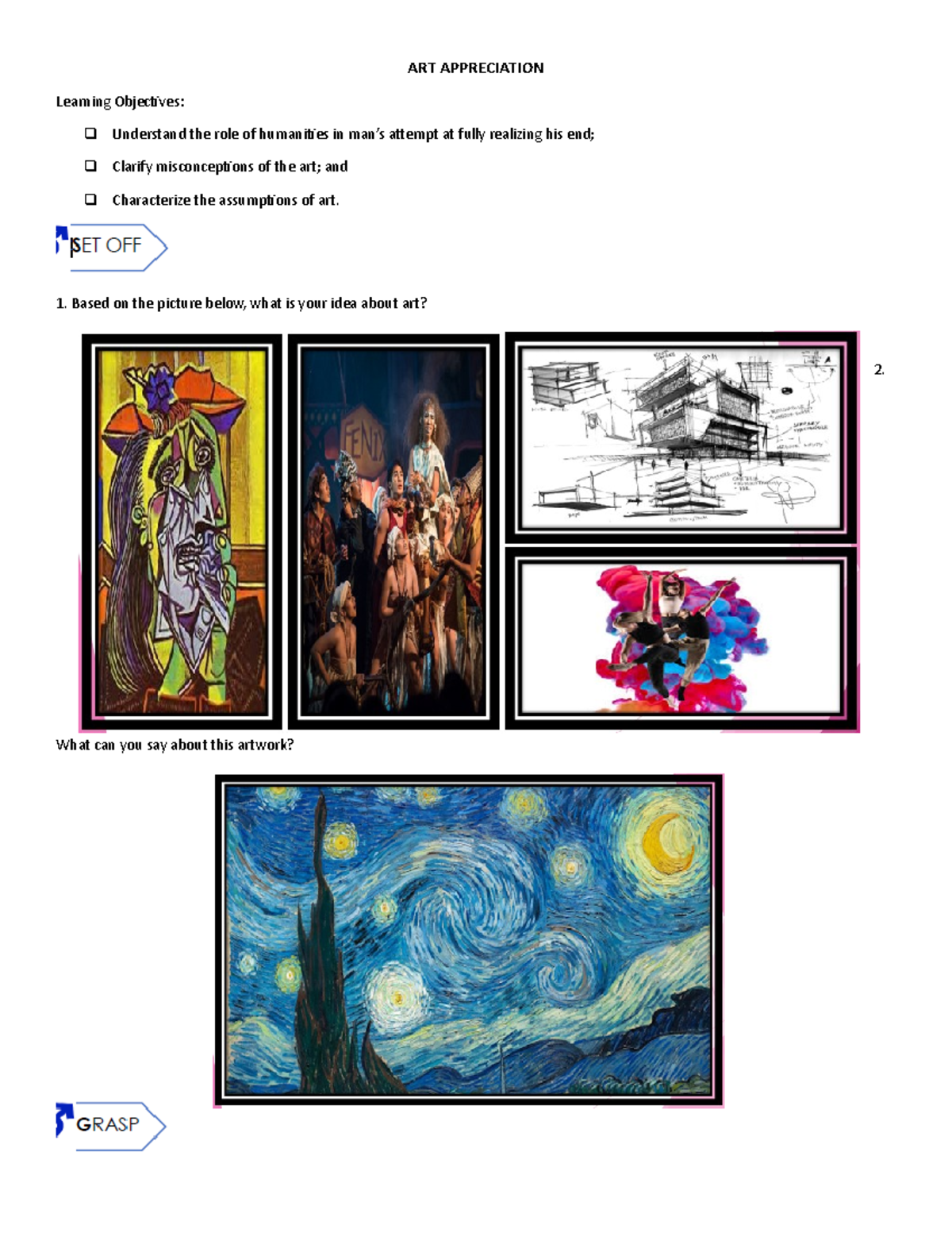 Inbound 5624787707180399208 - ART APPRECIATION Learning Objectives ...