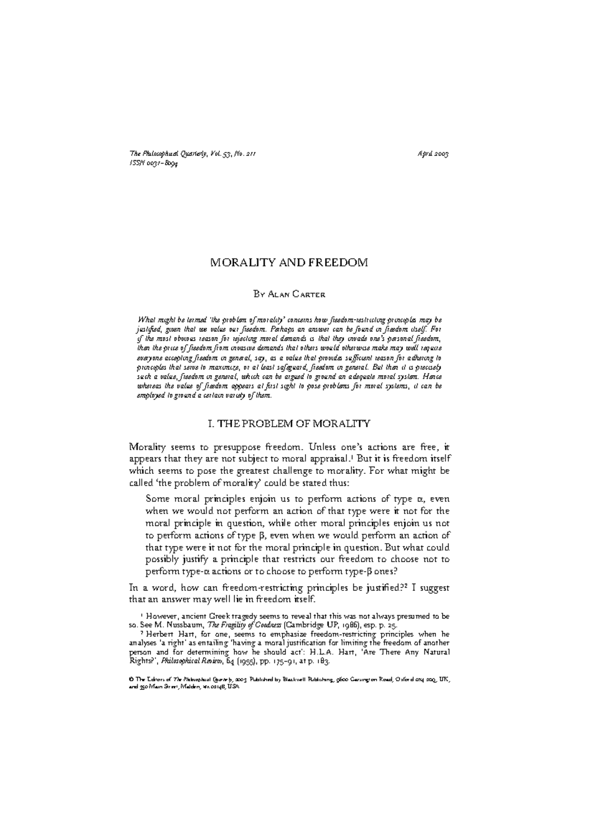 Morality-and-Freedom-By-Alan-Carter - MORALITY AND FREEDOM B A C What ...