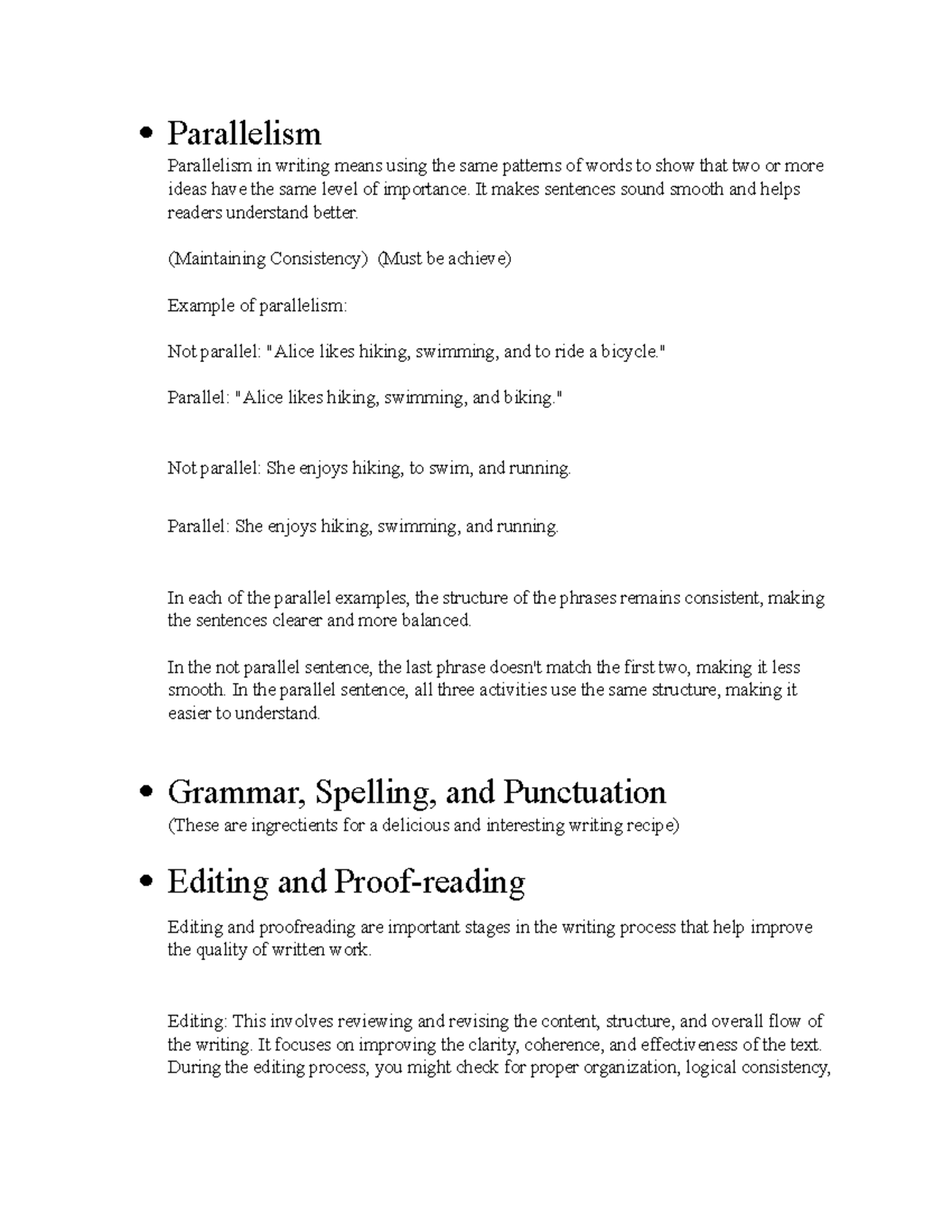 TWPS - Parallelism Parallelism in writing means using the same patterns ...