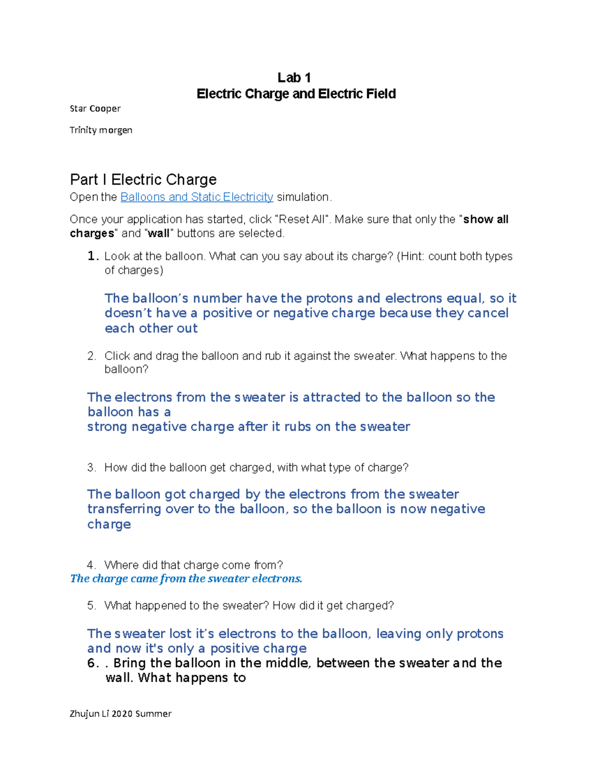 Lab 1 trinty,star - College physic university lab number one - PHIL ...