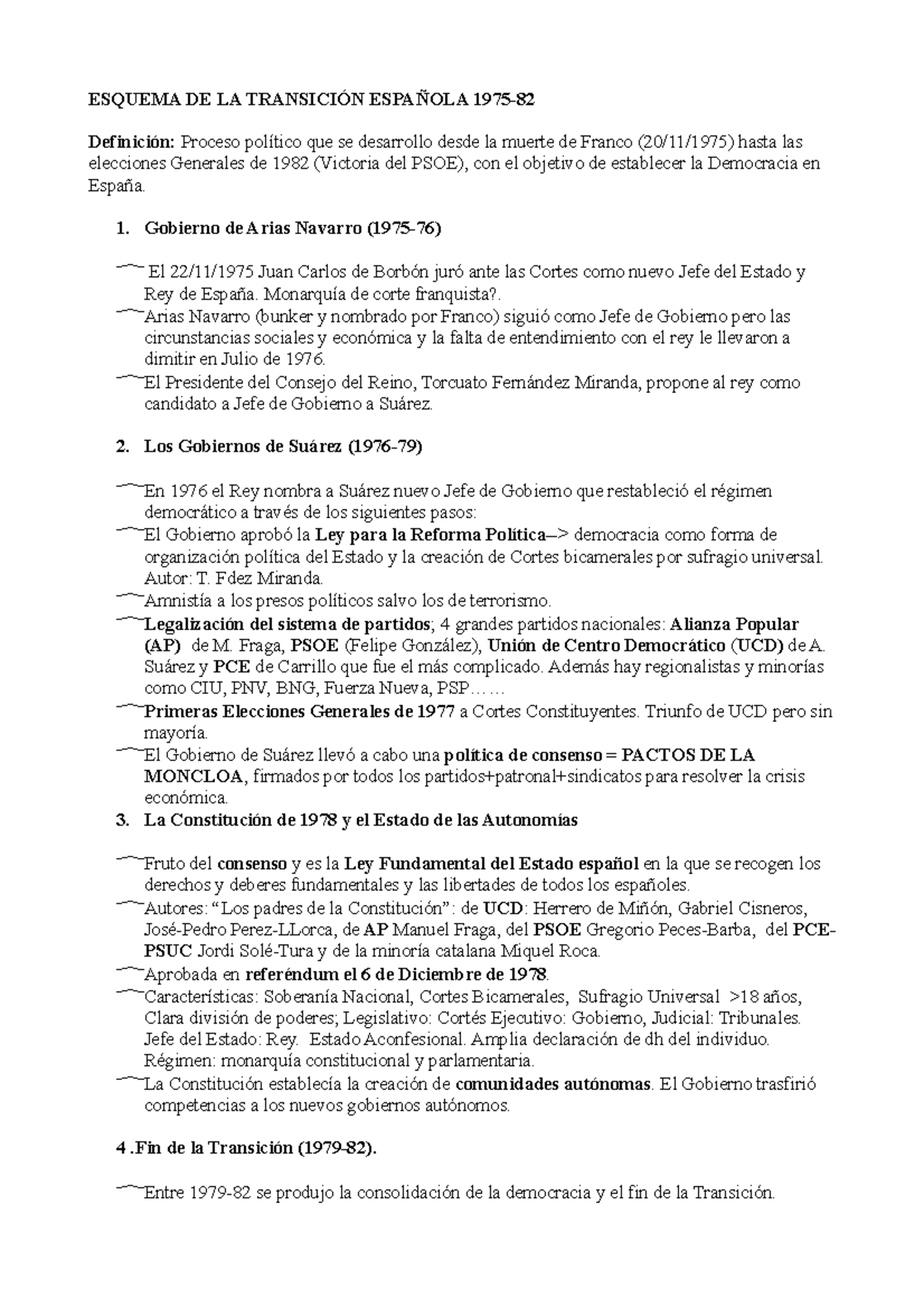 Esquema-transicion-española - ESQUEMA DE LA TRANSICIÓN ESPAÑOLA 1975 ...