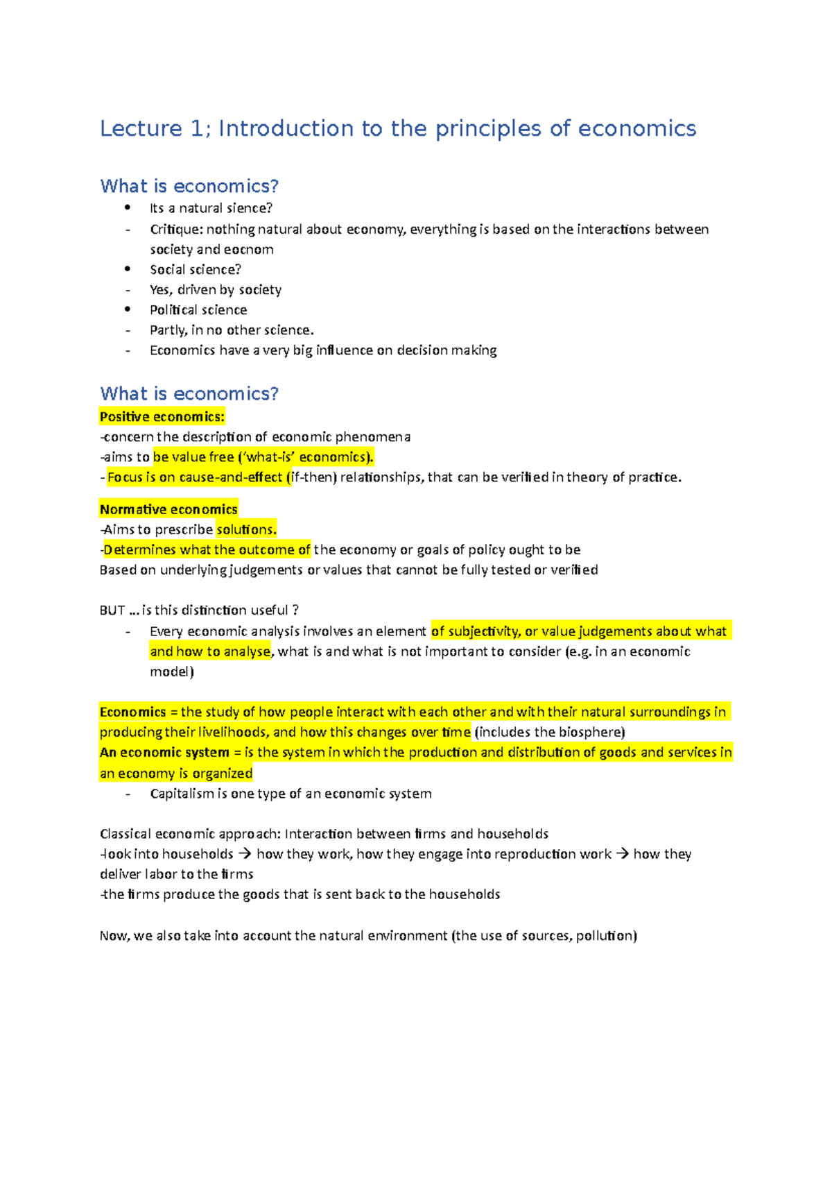 Lecture 1 Introduction to the principles of economics - UU - Studeersnel