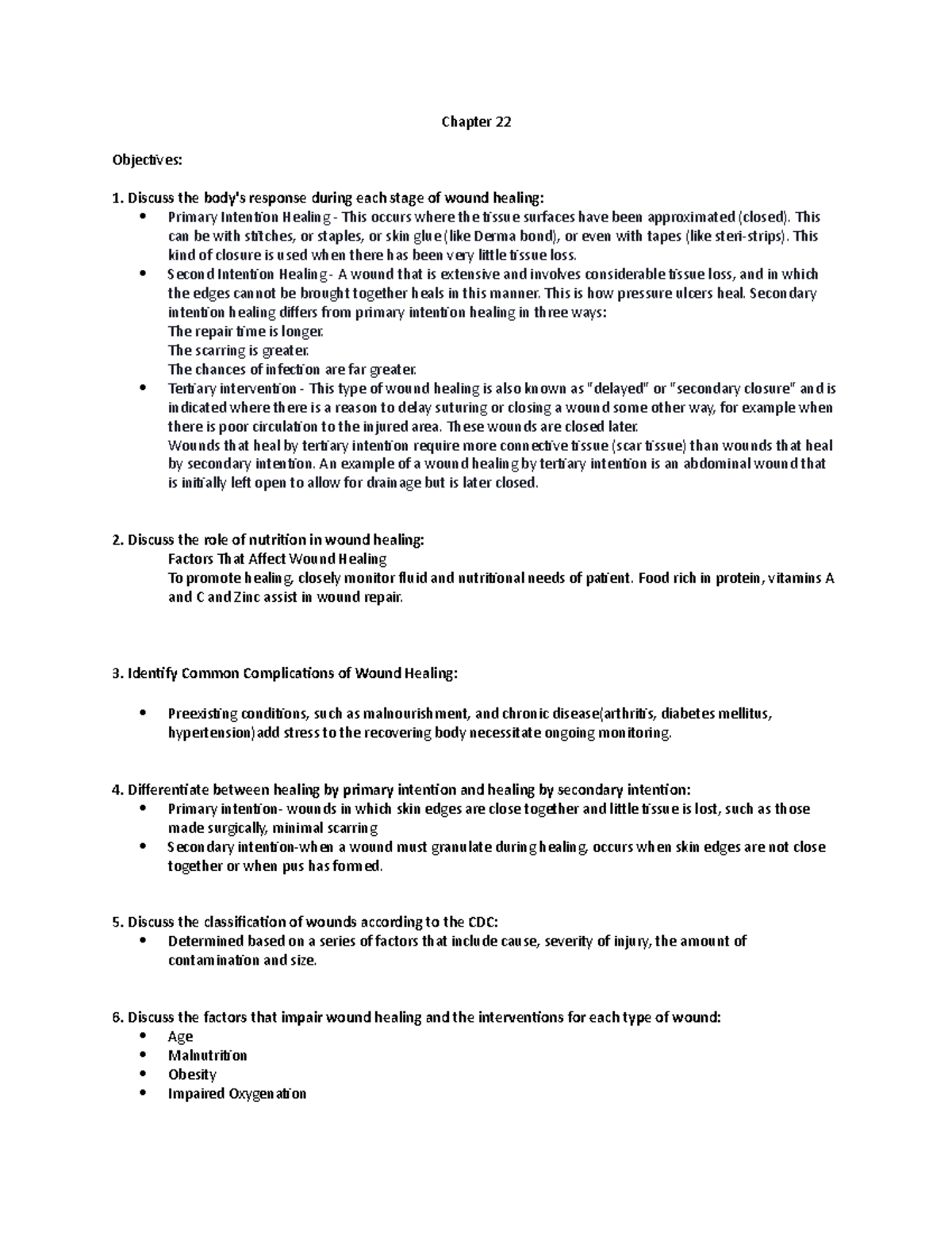 Chapter 22 - Assignment - Chapter 22 Objectives: Discuss the body's response during each stage ...