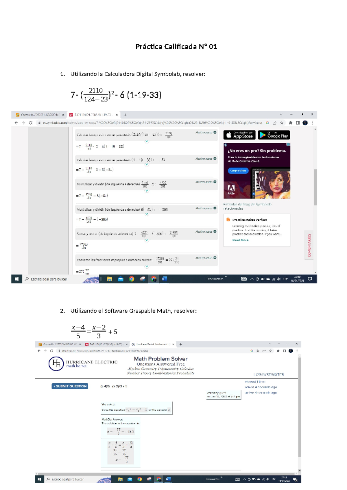 Practica Calificada - JAjkfnjvfj - Comunicación Visual - Práctica Calificada N° 01 1. Utilizando ...
